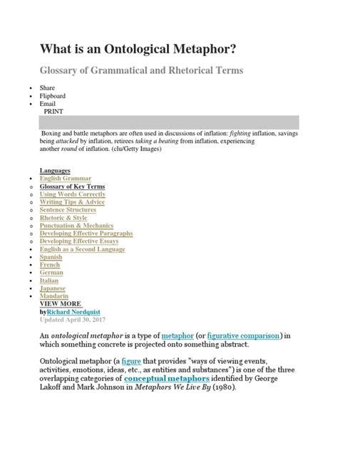 What Is An Ontological Metaphor Glossary Of Grammatical And