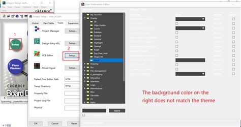 174hf013in The Pcb Setup Of Allegro Project Manager The Background Color Display Is Abnormal