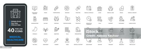 의료 의료 최소 가는 선 아이콘입니다 관련 건강 처방전 의사 약국 편집 가능한 획 벡터 일러스트 레이 션입니다 편집 가능한 스트로크에 대한 스톡 벡터 아트 및 기타 이미지