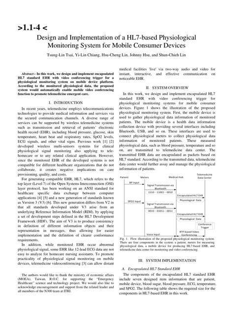 Pdf Design And Implementation Of A Hl7 Based Physiological Monitoring