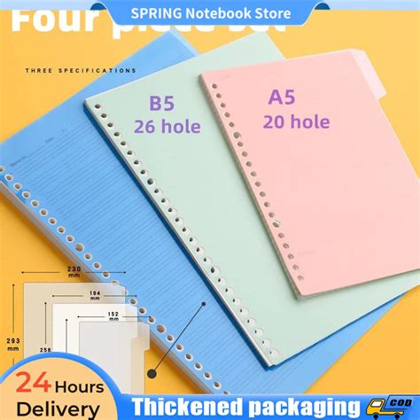 PP Pastel Index Page Separator Colors Loose Leaf Binder Sheets A B A Stationary Crafting