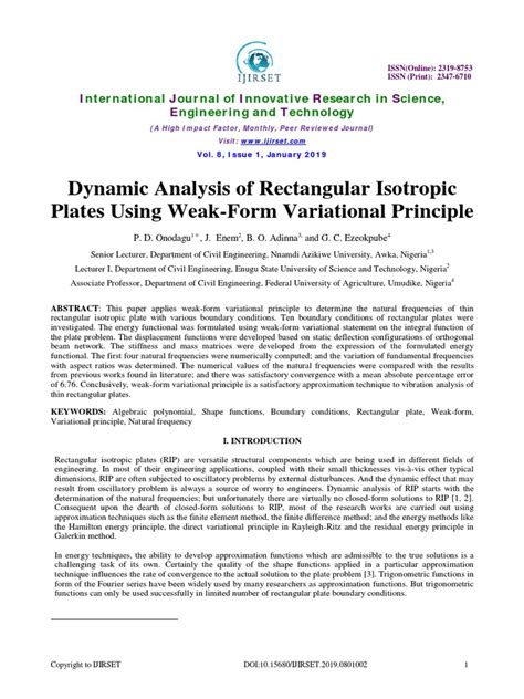 dynamic analysis of rectangular isotropic plates using weak form