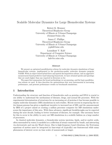 Pdf Scalable Molecular Dynamics For Large Biomolecular Systems
