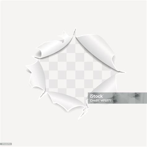 찢어진된 종이 시트 구멍 현실적인 벡터 일러스트 레이 션 3차원 형태에 대한 스톡 벡터 아트 및 기타 이미지 3차원 형태 개념 구멍 Istock