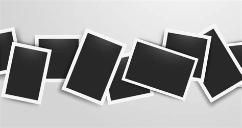 현실적인 사진 프레임 콜라주 벡터 복고풍 엽서 템플릿 투명한 배경 가로 장식 빈 사진 카드 및 복사 공간에 흰색 프레임이 있는 3d 빈 앨범 스냅샷 프리미엄 벡터