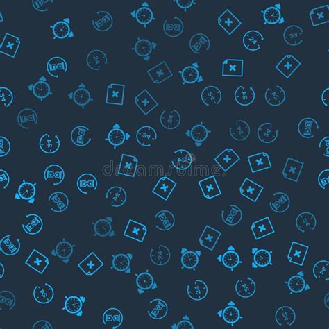 Set Alarm Clock Delete File Document Clock 24 Hours And Waiting On Seamless Pattern Vector