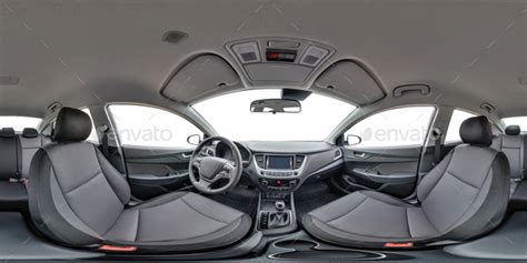 360 Angle Panorama View In Leather Interior Of Car Full 360 Seamless