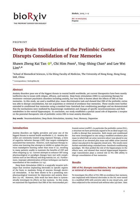 Pdf Deep Brain Stimulation Of The Ventromedial Prefrontal Cortex Disrupts Consolidation Of