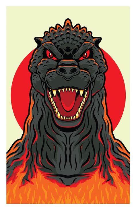 Burning Godzilla 11x17 Print Heisei Etsy