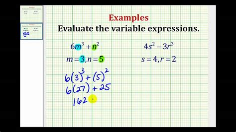 examples part 2 evaluating variable expressions youtube