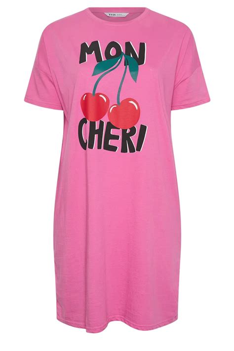 Yours Curve Pink Mon Cheri Sleep Tee Nightdress Size 26 28