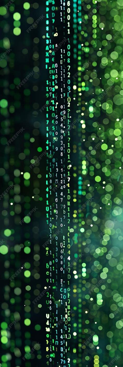 abstract background with green digital code and numbers premium ai generated image