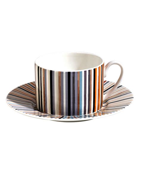 Tea Cup And Saucer Stripes Set Of 2 In Luxury Box Jenkins 148 Diam 33
