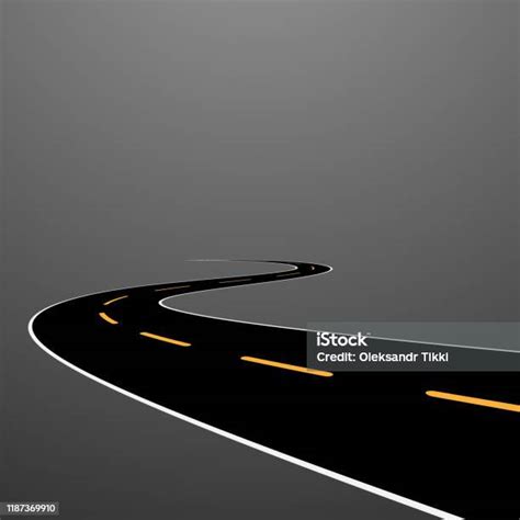 도로 모양 만화 스타일 벡터 일러스트 레이션입니다 배경에서 격리된 디자인용 기호 및 개체입니다 아스팔트 도로 템플릿입니다 굽힘 고도로 고속도로 기하학적 스타일 단일 차선