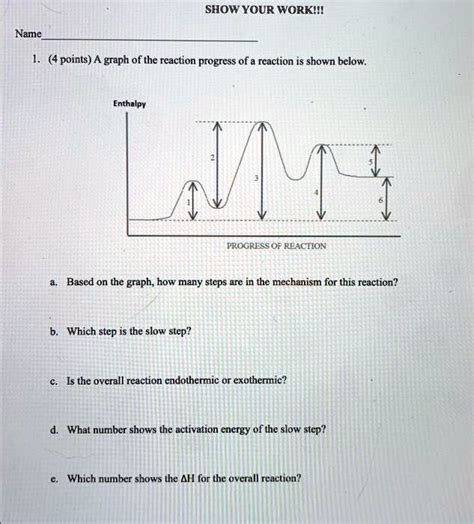 Show Your Work Name 1 4 Points A Graph Of The Reaction Progress Of A Reaction Is Shown