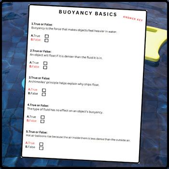 Buoyancy Basics Engaging Reading Passage With Comprehension Questions