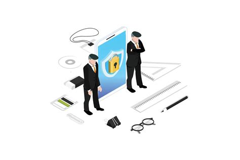 Isometric Secure Data Protect 3d Vector Set Privacy Protection