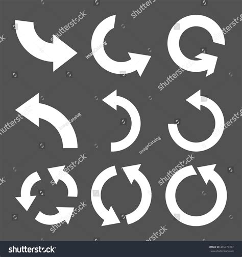 Rotate Counterclockwise Vector Icon Set Collection Style Is White Flat