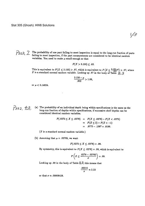 Homework 8 Solutions Engineering Statistics Stat 305 Docsity