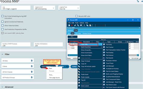 Kinetic Ui Lost Right Click Open With For Part Filters Kinetic Erp