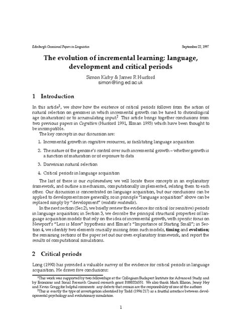 Pdf The Evolution Of Incremental Learning Language Development