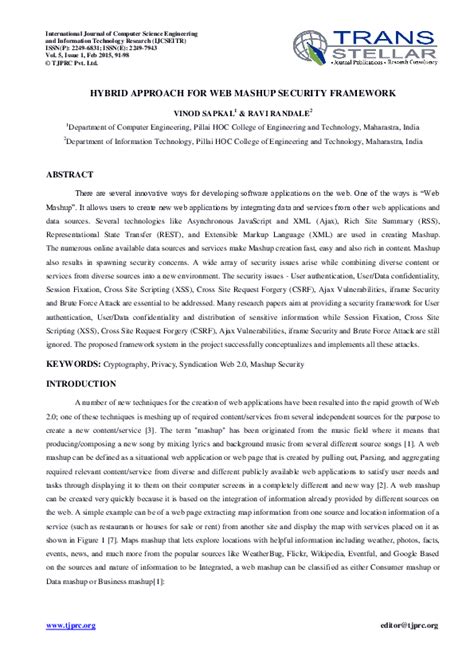 Pdf Hybrid Approach For Web Mashup Security Framework