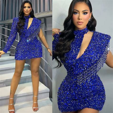 Royal Blue Plus Size Cocktail Clothing For Women Short Prom