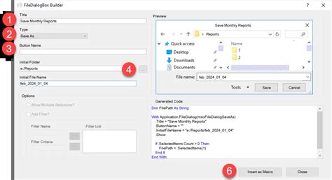 File Dialog Box Builder Automate Excel