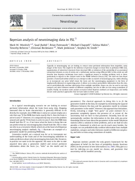 Pdf Bayesian Analysis Of Neuroimaging Data In Fsl