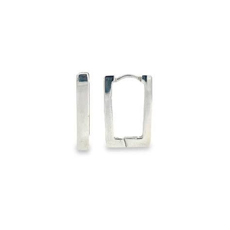 Silver Rectangular Hoop Earrings Troy Obrien Fine Jewellery