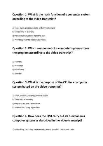 Ocr Gcse J277 11 The Purpose Of The Cpu The Fetch Execute Cycle