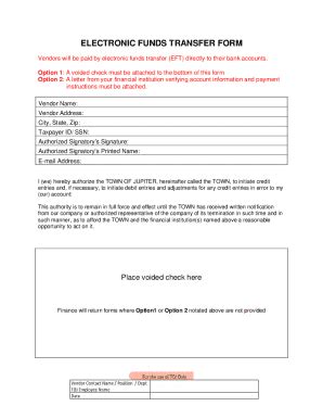 Electronic Funds Transfer Form Blank Fillable Template Fill Out Print And Download Pdf