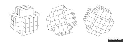Premium Vector Set Of Wireframe Cube From Different Sides Collection