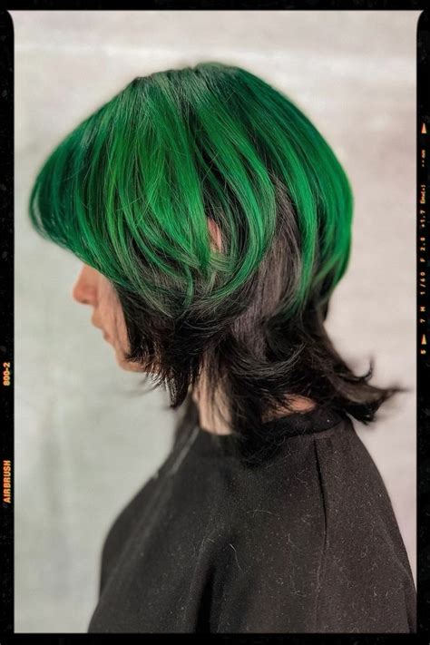 Green Color Wolf Cut Hair Cabelo Tatuagem