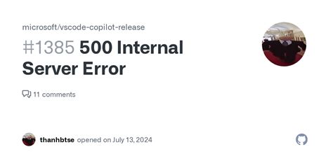 500 Internal Server Error · Issue 1385 · Microsoftvscode Copilot