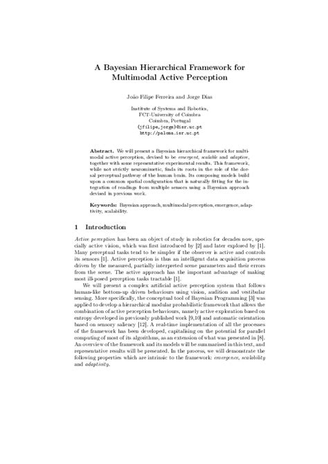 Pdf A Bayesian Hierarchical Framework For Multimodal Active Perception