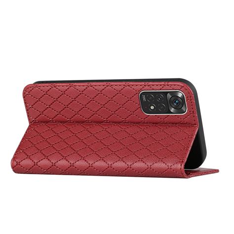 For Xiaomi Redmi Note Global S RFID Diamond Lattice Flip Leather Phone Case Red Alexnld Com