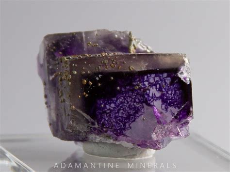 Zoned Fluorite With Unique Lattice Pattern And Chalcopyrite Crystals