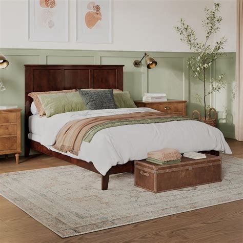Afi Madison Walnut Brown Solid Wood Frame Queen Panel Bed Ar8641034