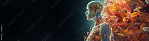 Abstract Human Microbiome Background Banner Panorama Long Close Up Of