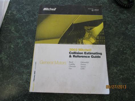 Buy Mitchell Collision Estimating And Reference Guide General Motors February 2003 In Salisbury