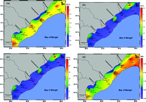 Spatial Distribution Of Organic Geochemistry A Toc Wt B Tic