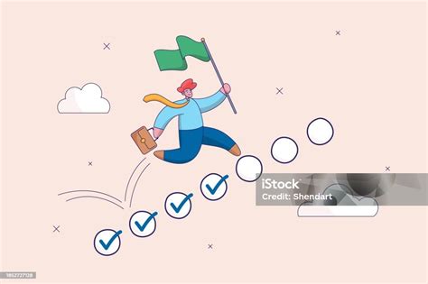 시작에서 성공으로의 진행 진행에 대한 도전 및 경쟁에서 승리 프로젝트 완료 개발 또는 개선을 위한 작업 완료 사업가가 목표로