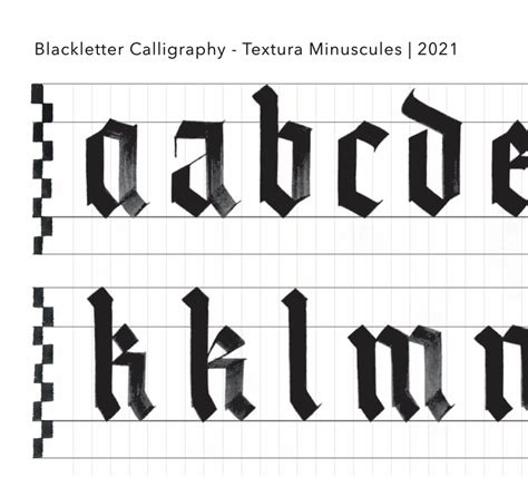 Blackletter Textura Calligraphy Worksheets Lowercase Textura Etsy