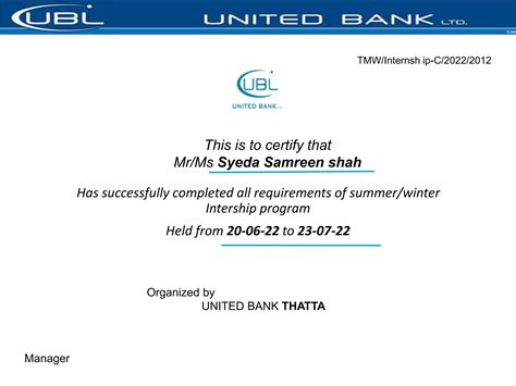 Internship Certificate Ppt