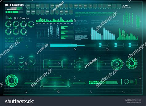 Hud User Interface Data Analysis Visualization Stock Vector Royalty Free 1175873785