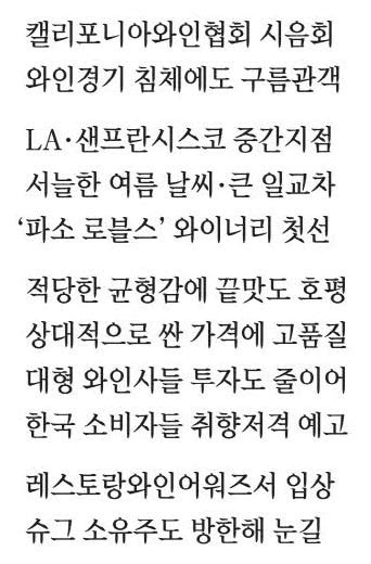 韓 사로잡은 캘리포니아 와인파소 로블스도 대열 합류 김기정 컨슈머전문기자의 와인 이야기 네이트 뉴스