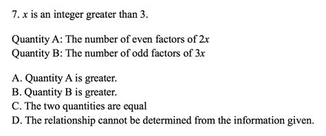 Solved 7x Is An Integer Greater Than 3 Quantity A The