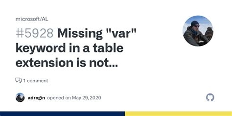 Missing Var Keyword In A Table Extension Is Not Captured By The
