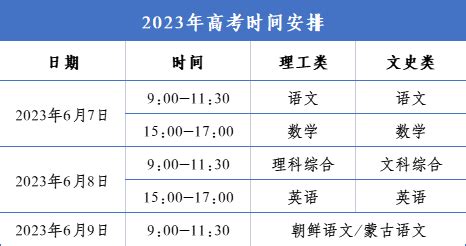 黑龙江高考时间2023年具体时间 黑龙江高考各科目时间安排表 4221学习网